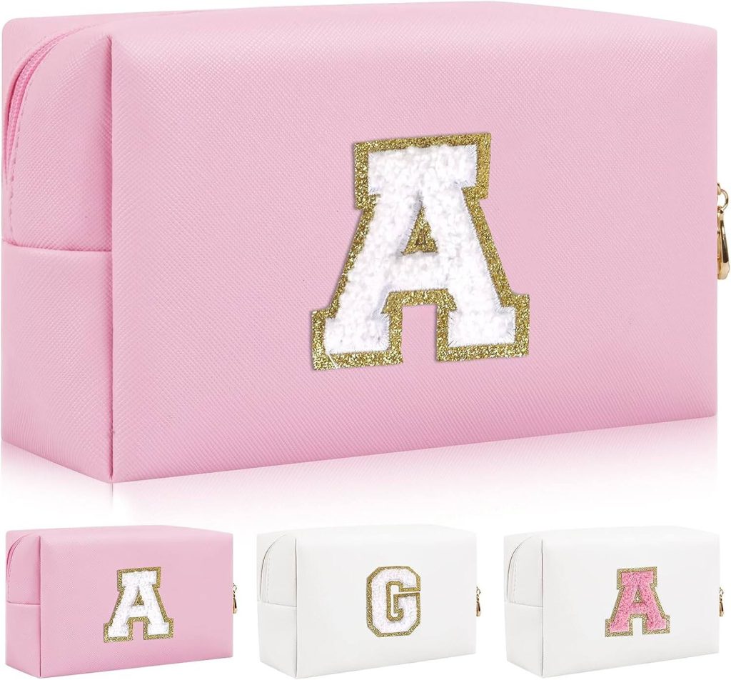 Buy Personalized Initial Letter Patch Makeup Bag, Preppy Portable ...